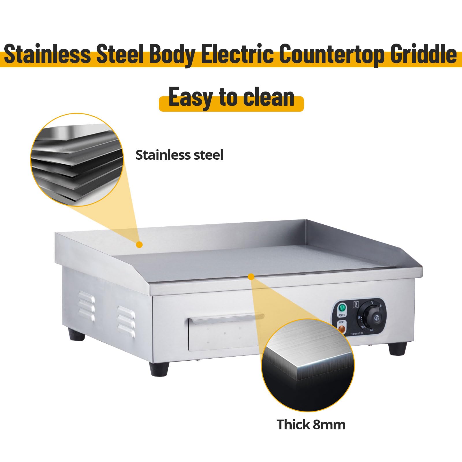 Snapklik.com : Towallmark 1600W 22" Electric Countertop Flat Top ...
