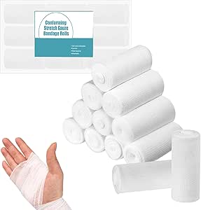 12 Gauze Bandage Rolls Conforming Retention Bandages Soft Stretch ...