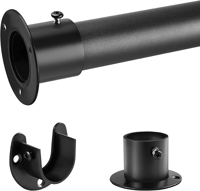 Amazon.com: Heavy Duty Closet Rods for Hanging Clothes, Metal Black 1.3 ...