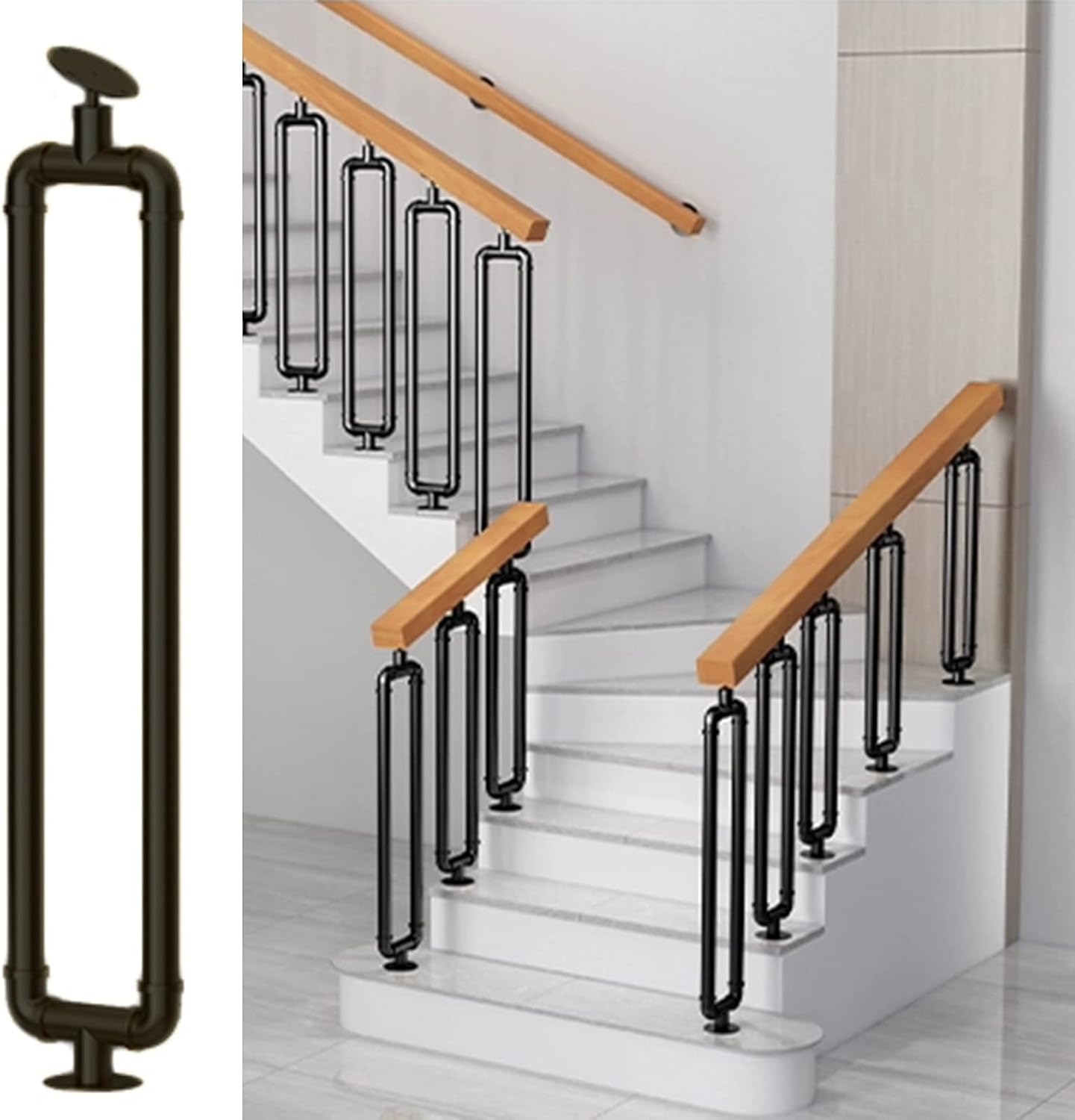 Stair Railing Outdoor 44" Iron Stair Balusters - Vintage Style Metal ...