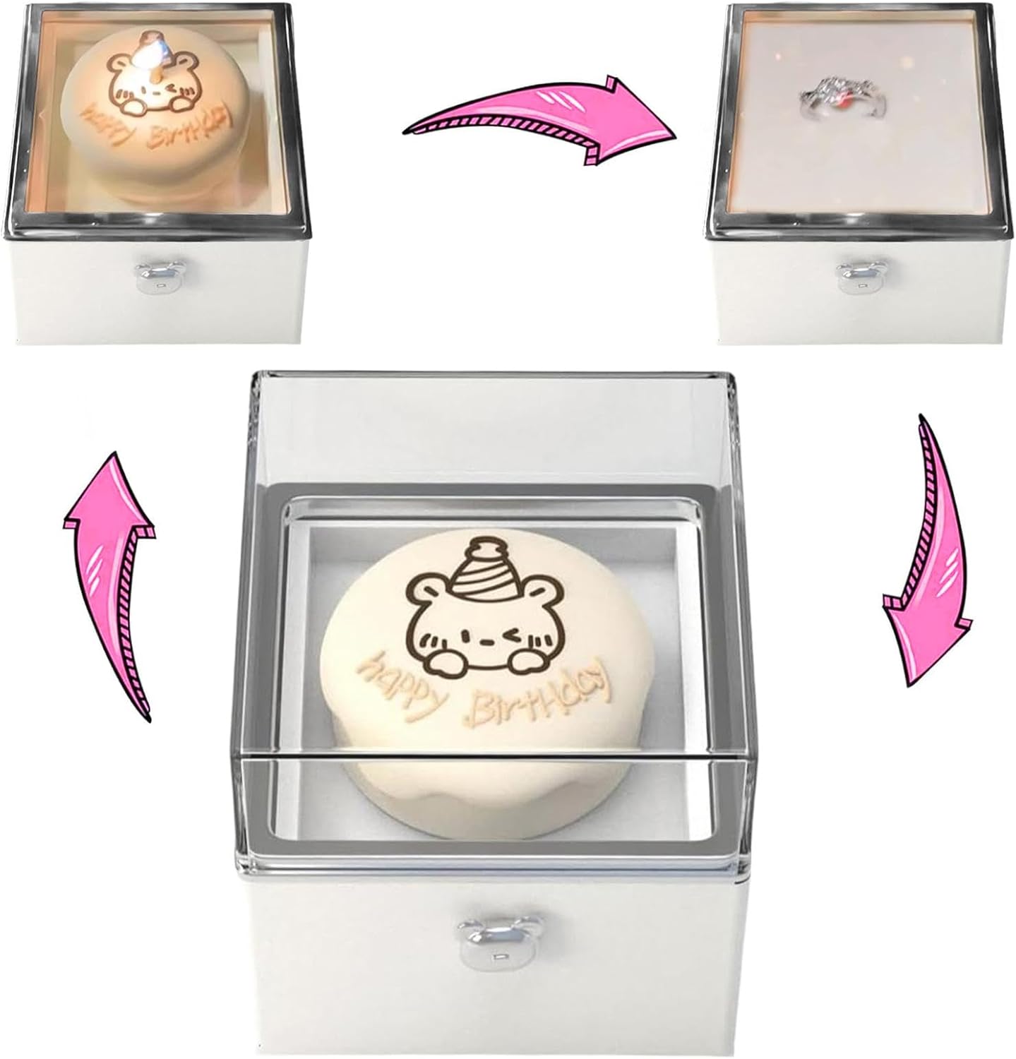 Amazon.com: Bear Cake Flipping Ring Box, Pop Up Gift Box With Candles ...