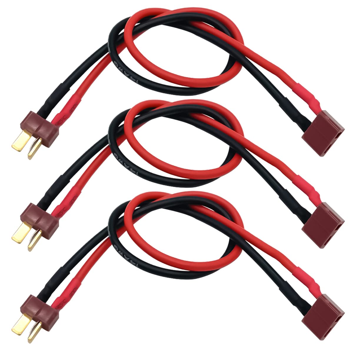 FLY RC 3PCS Deans T Plug Extension Cable Deans T Plug Male Connector to ...