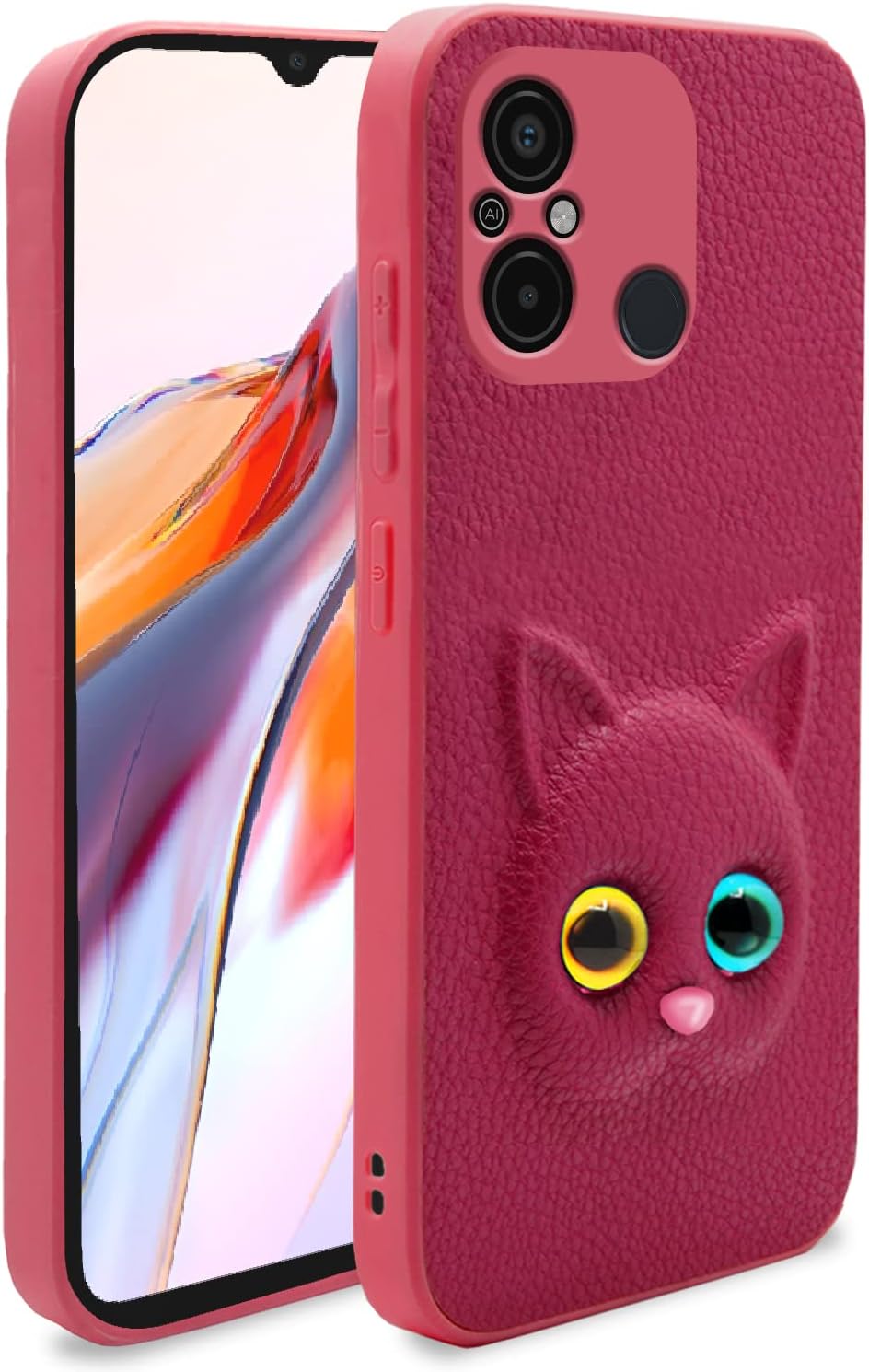 Pikkme Redmi 12C / Poco C55 Back Cover for Girls | Cute Cat Leather ...