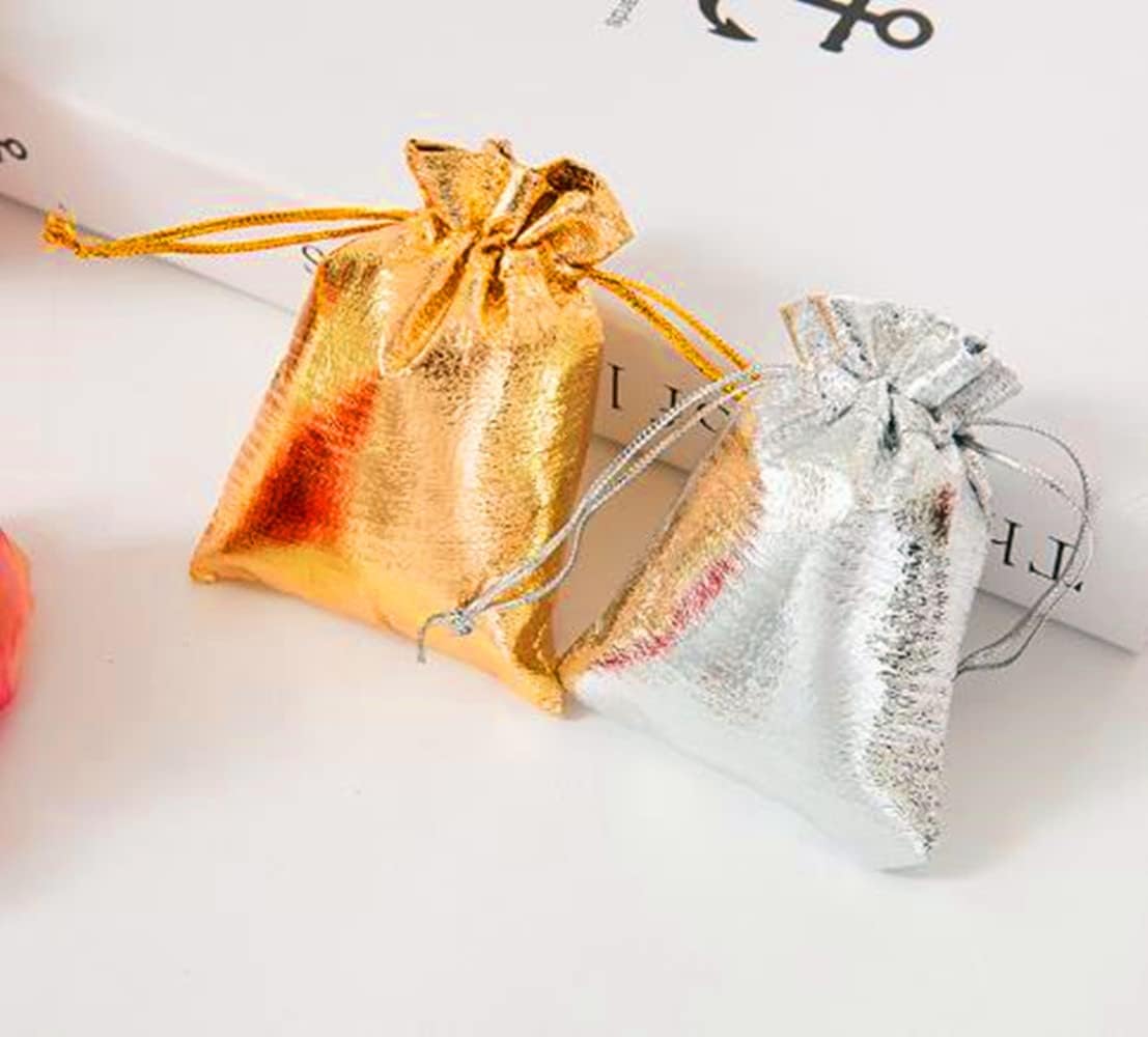 Amazon.com: 30-Pack Gold Silver Gift Bags Drawstring Burlap Bag Storage ...