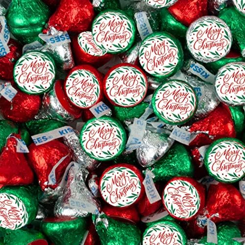 Amazon.com: 100ct Christmas Candy Kisses Chocolate, Merry Christmas ...
