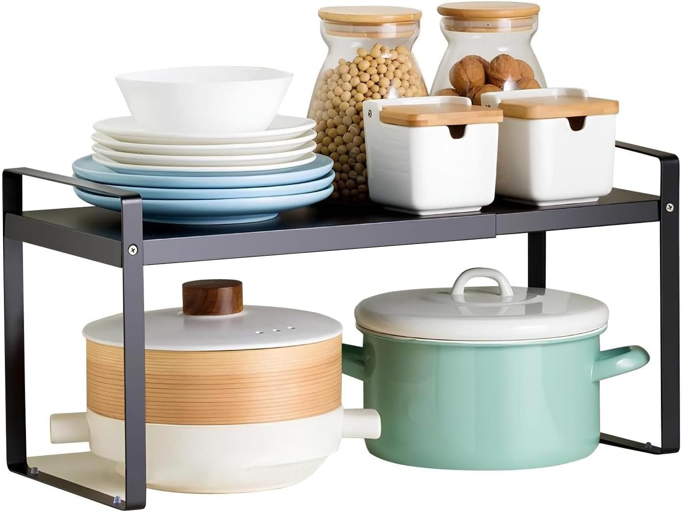 U-HOOME Expandable Cabinet Shelf Organiser Storage Rack, Kitchen ...