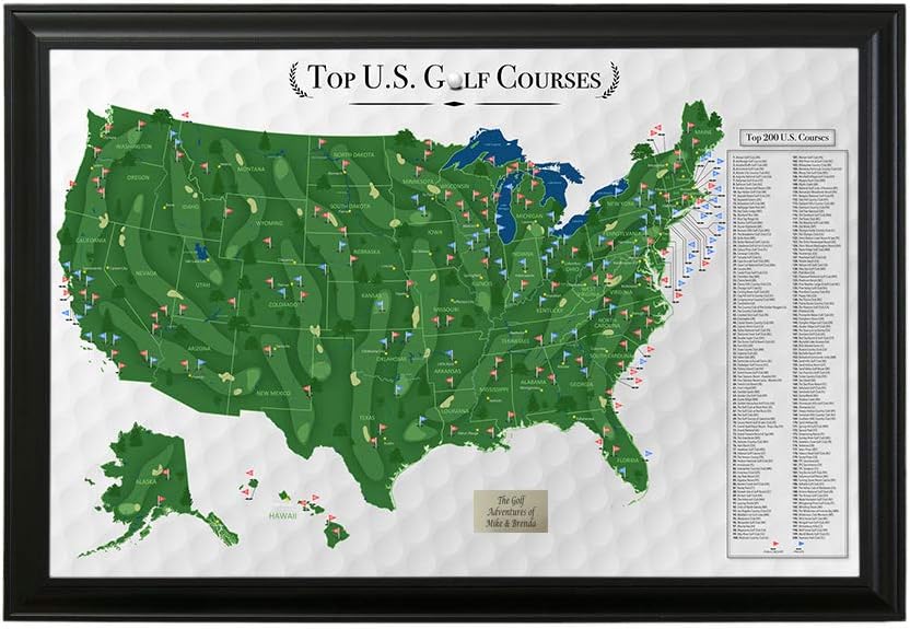 Amazon.com: Push Pin Travel Maps Customizable Wall Art - Top Golf ...
