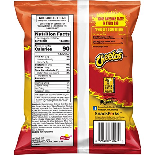 Cheetos Puffs Reduced Fat Flamin' Cheese Flavored Snacks, 72 - Want It All