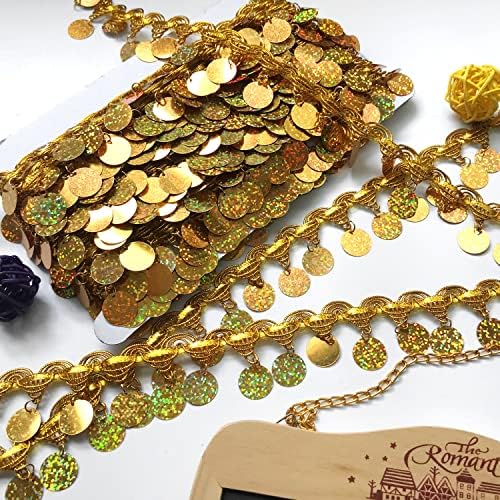 Amazon.com: OLYCRAFT 10 Yards Gold Coin Shape Sequin Tassel Trim ...