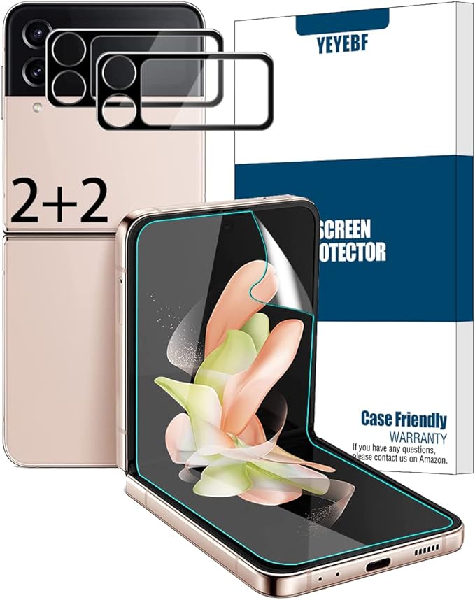 Amazon.com: YEYEBF Galaxy Z Flip 4 5G Screen Protector + Camera Lens ...
