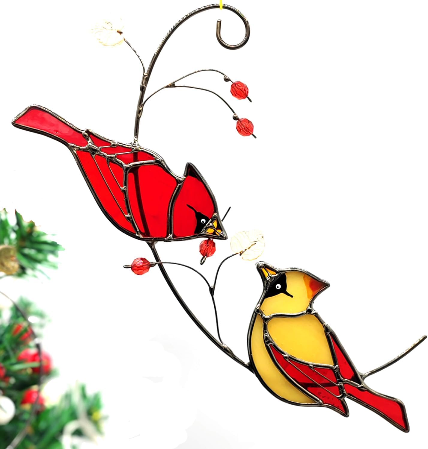 Amazon.com: Cardinal Bird Stained Glass Suncatcher Bird Stained Glass ...