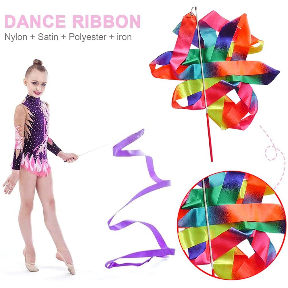 Color Gradient Twirling Wands 4 Meter Rainbow Gymnastics Ribbon - Color ...