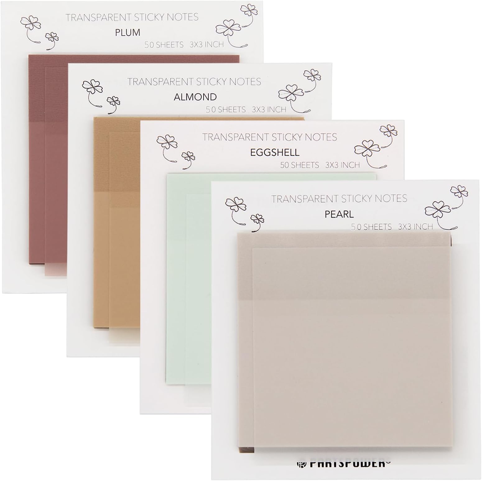 Pastel Transparent Sticky Notes, 4 Packs 3X3 Inch See Through ...