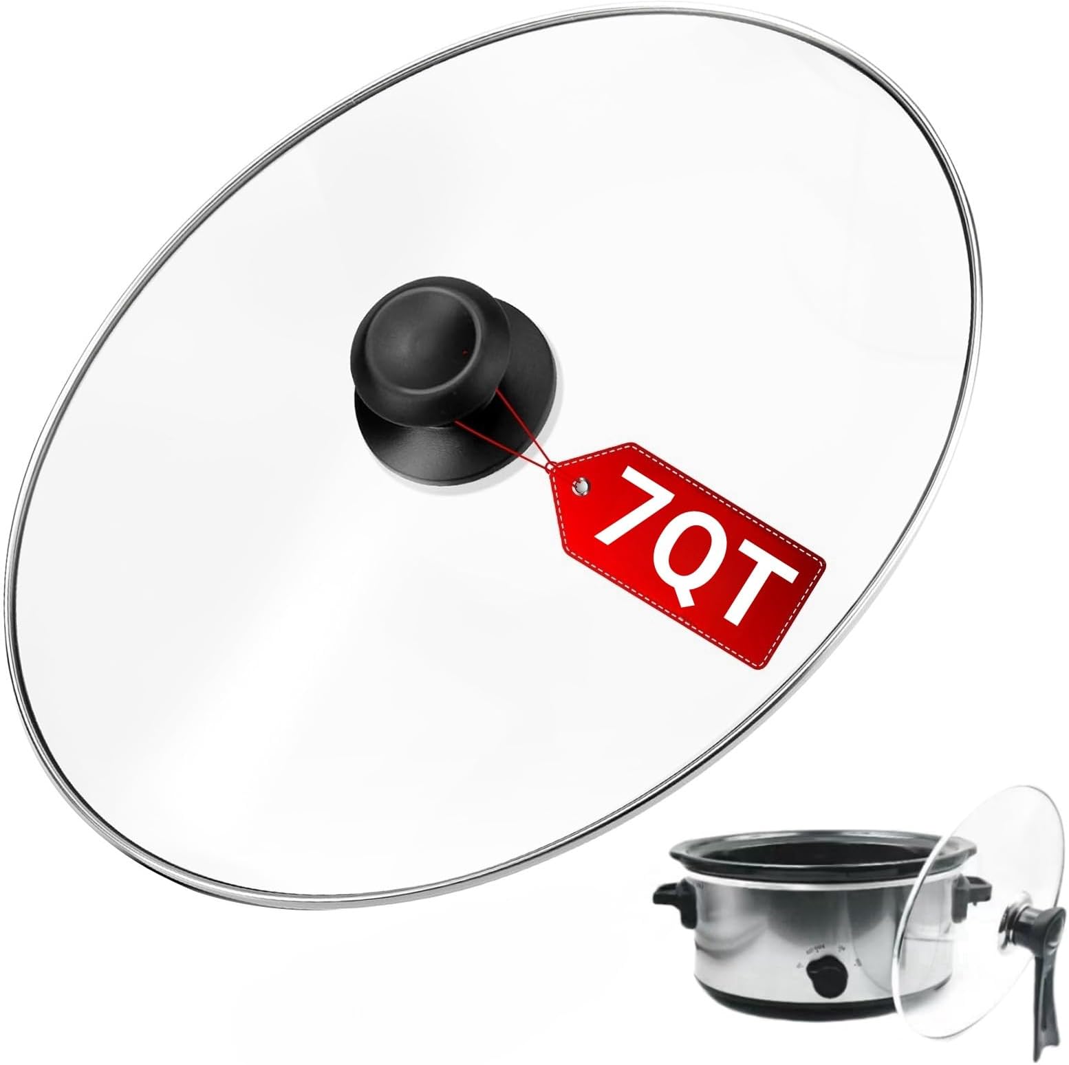 Amazon.com: Oval Glass Crock Pot Lid 7 Quart Replacement for Lid Crock ...