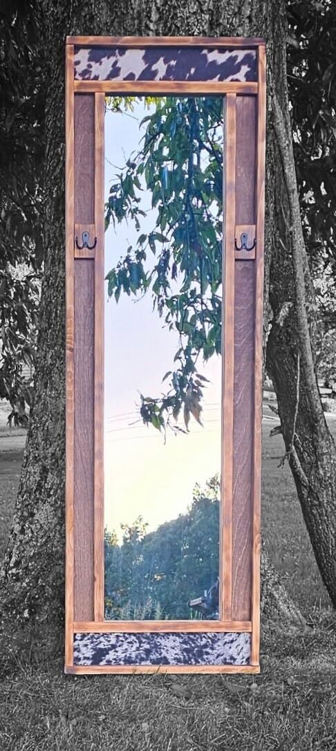 Amazon.com: Framed Cowhide Mirror - Farmhouse Western Decor - Cow Print ...