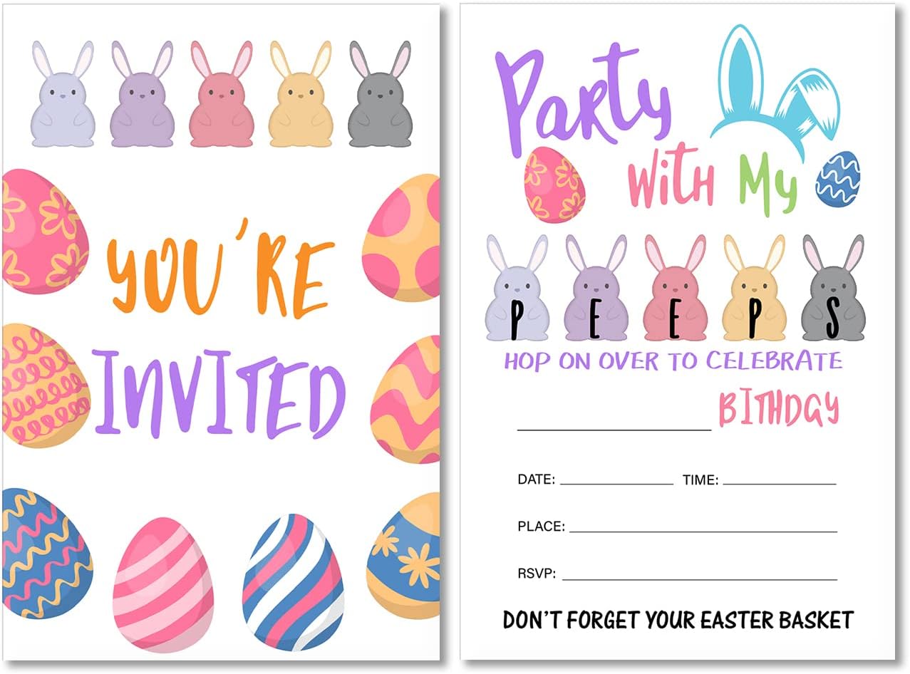 Amazon.com : Easter Peeps Birthday Party Invitations with Envelopes Set ...