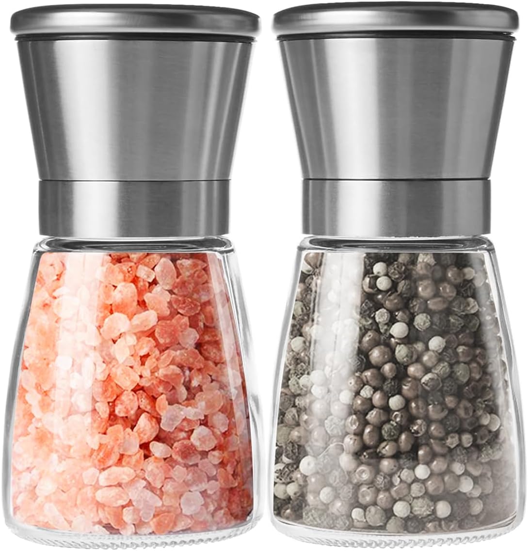 Salt and Pepper Grinder Set, Adjustable Coarseness Salt Shakers ...