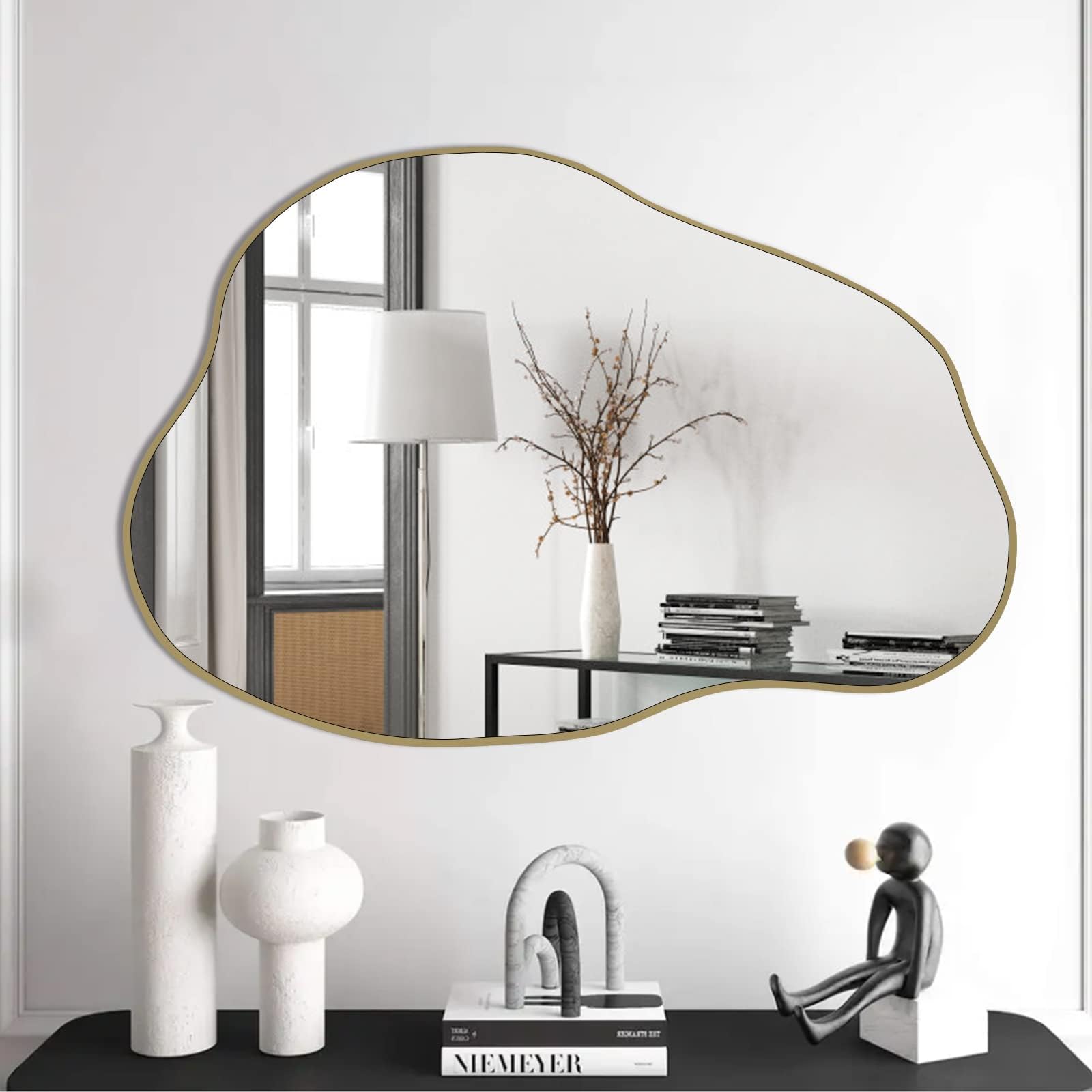 Amazon.com: FAWdecor Irregular Led Lighted Mirror for Bathroom ...