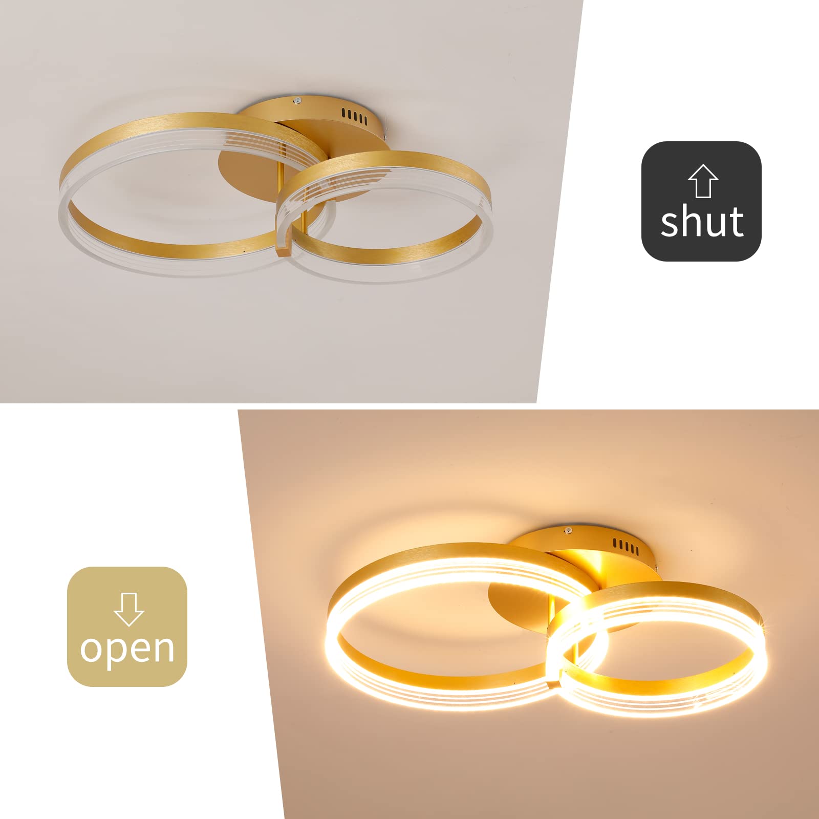 Becailyer Modern LED Ceiling Light, Dimmable LED Acrylic Ceiling Lamp ...