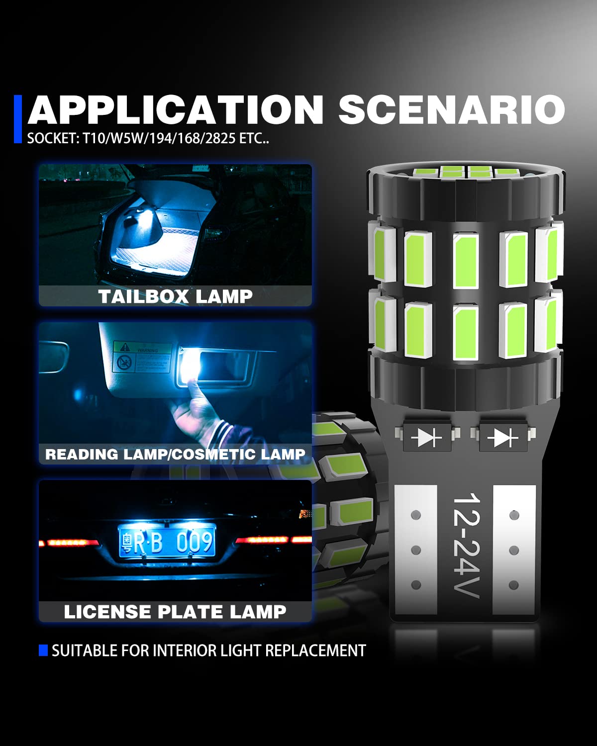 Ultrasound Gel Car Led Lights Interior KATUR 194 T10 W5W 168 LED Light ...