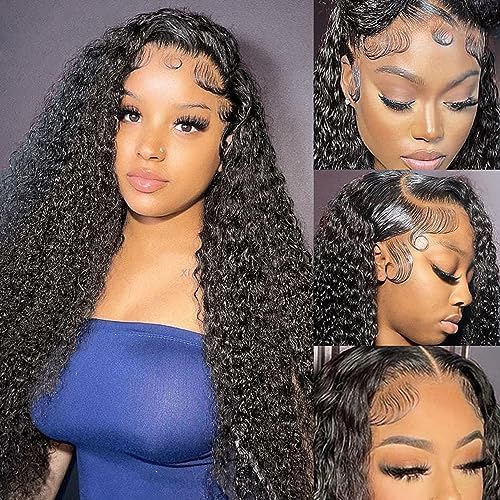 Amazon.com : CIUSUM Deep Wave Lace Front Wigs Human Hair 26 Inch Curly ...