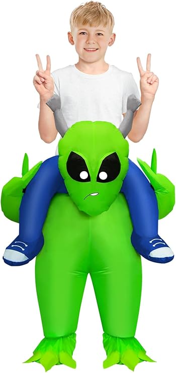 Amazon.com: anroog Inflatable Alien Costume Kids Halloween Blow Up Ride ...
