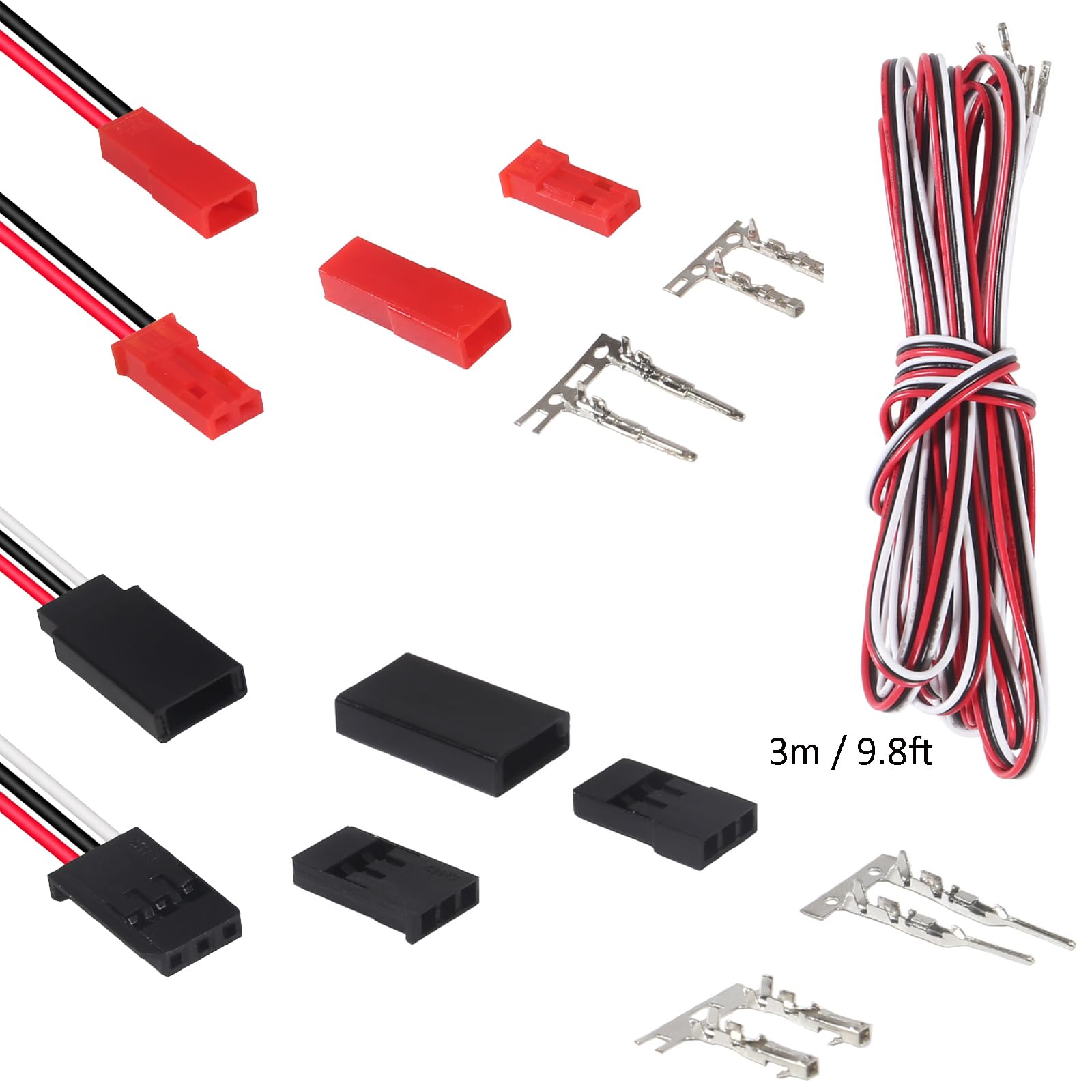 Snapklik.com : JST Servo Connector Kit 40 Sets Servo Plug Male Female ...