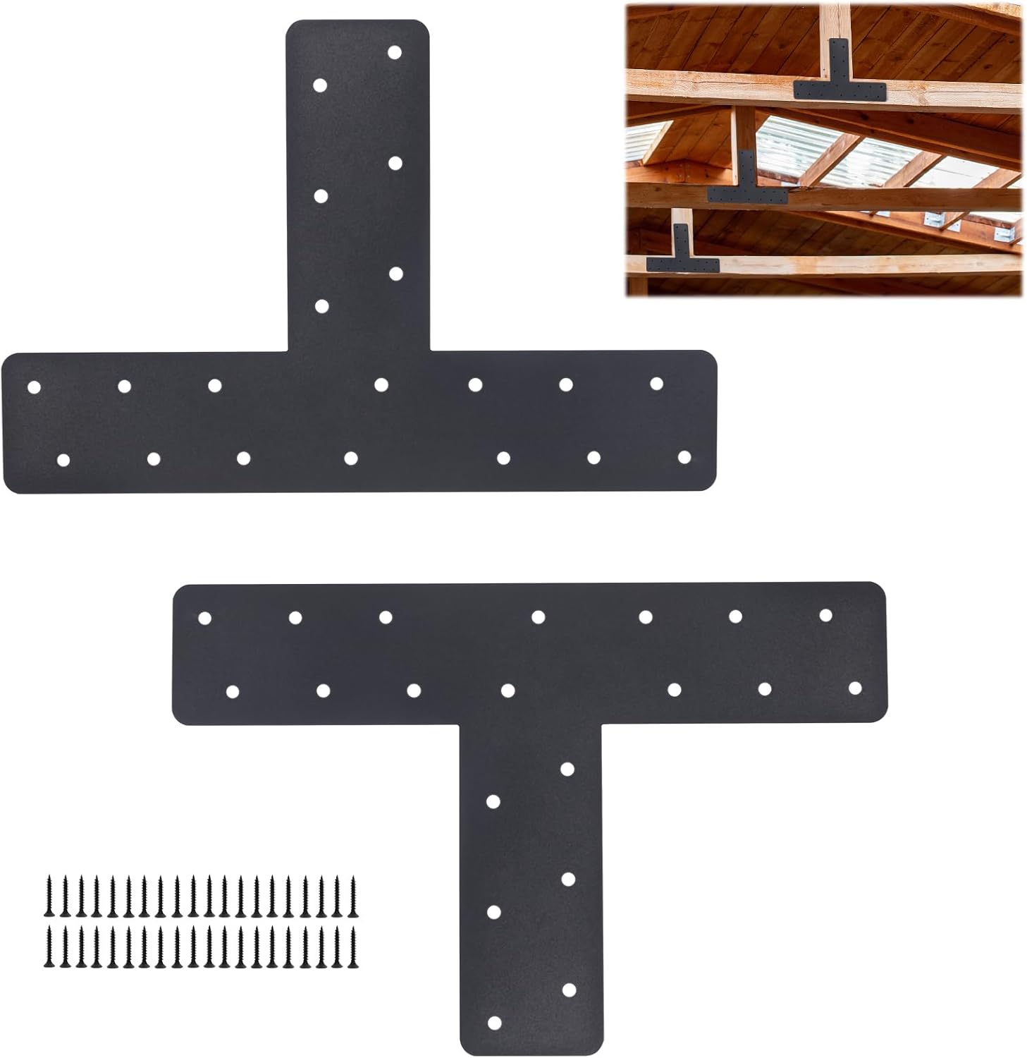 Amazon.com: 2 Pcs T Post Bracket, Black T-Plate Metal Plates (Actual 14 ...