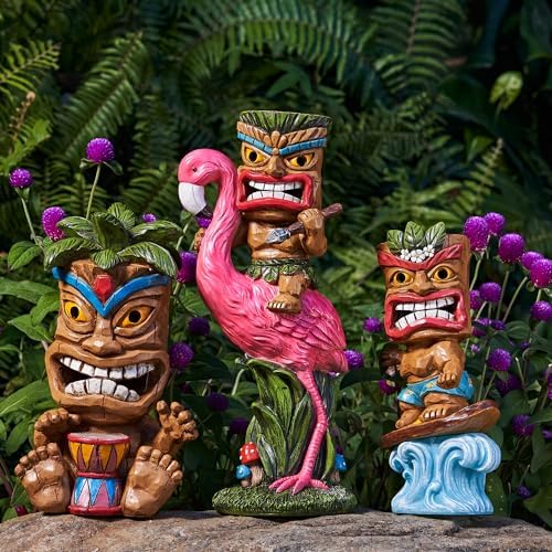 Amazon.com: Yiosax Solar Tiki Statue 3Pcs Combination-Tiki Bar ...