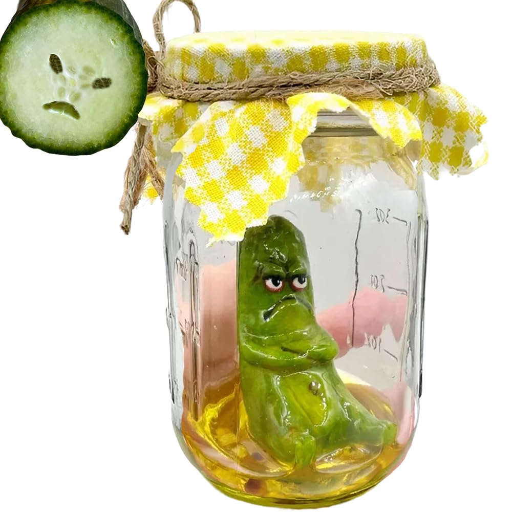 Amazon.com: CQSVUJ Grumpy Pickle in A Jar Sculpture,Miniature Glass ...