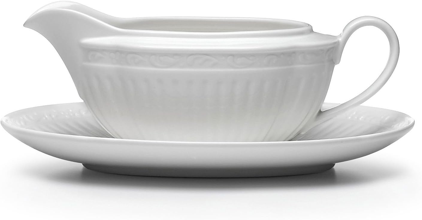 Amazon.com | Dinnerlit Gravy Boat with Saucer - 16oz Fine Porcelain ...
