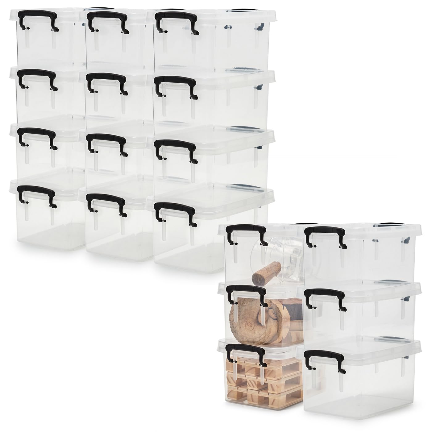 Amazon.com - EZOWare Set of 18 Lidded Clear Storage Bin Boxes Bundle ...