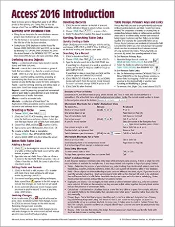 Microsoft Access 2016 Introduction Quick Reference Guide - Windows Version (Cheat Sheet of ...