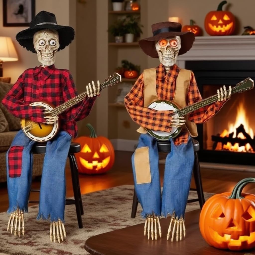 Amazon.com: Dueling Banjo Skeletons,Banjo Playing Animated Skeleton ...