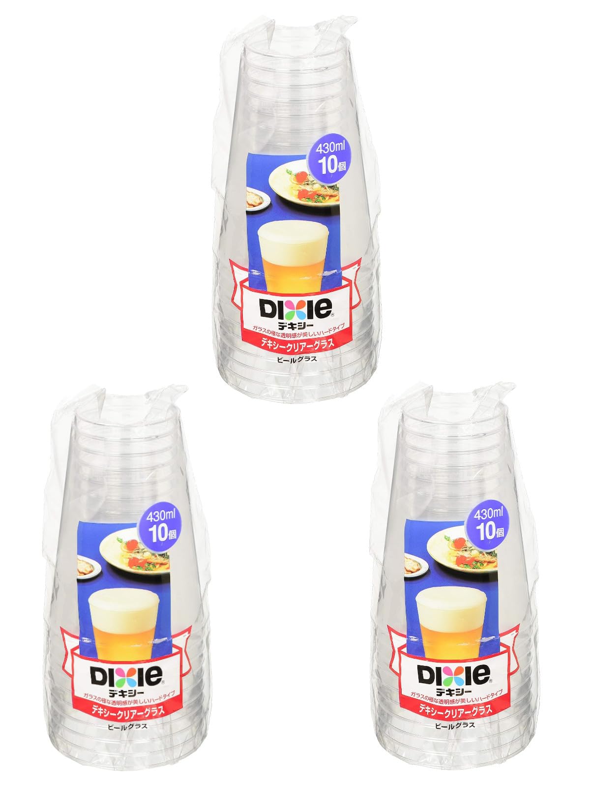 Amazon｜日本デキシー(Dixie Japan) プラコップ 硬質プラスチック クリアビールグラス 430ml 10個×3セット｜子ども用コップ オンライン通販