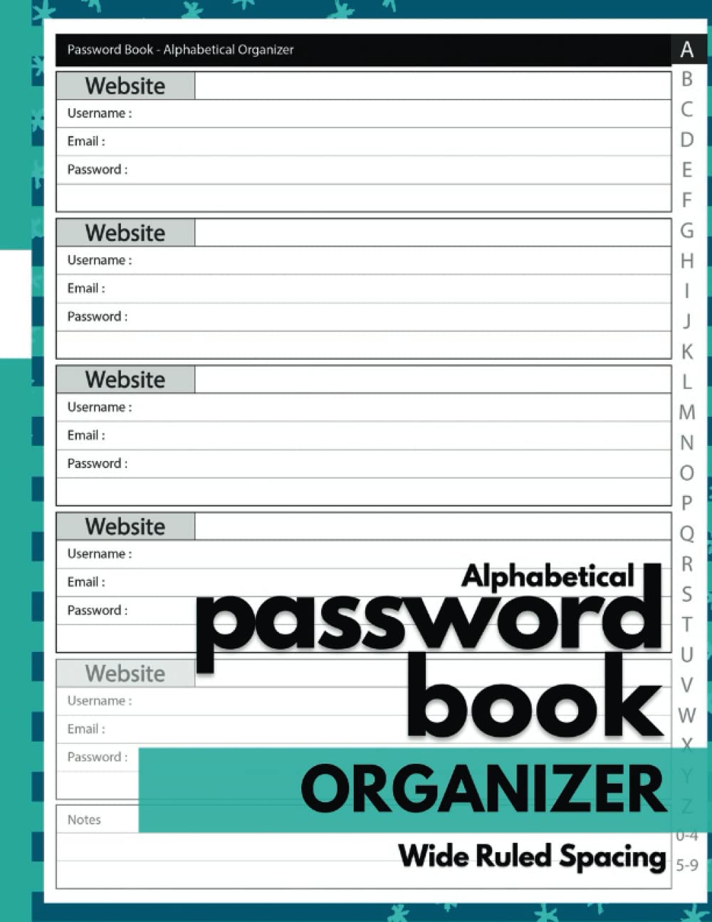 Alphabetical Password Book Organizer: in Wide Ruled Spacing | with ...
