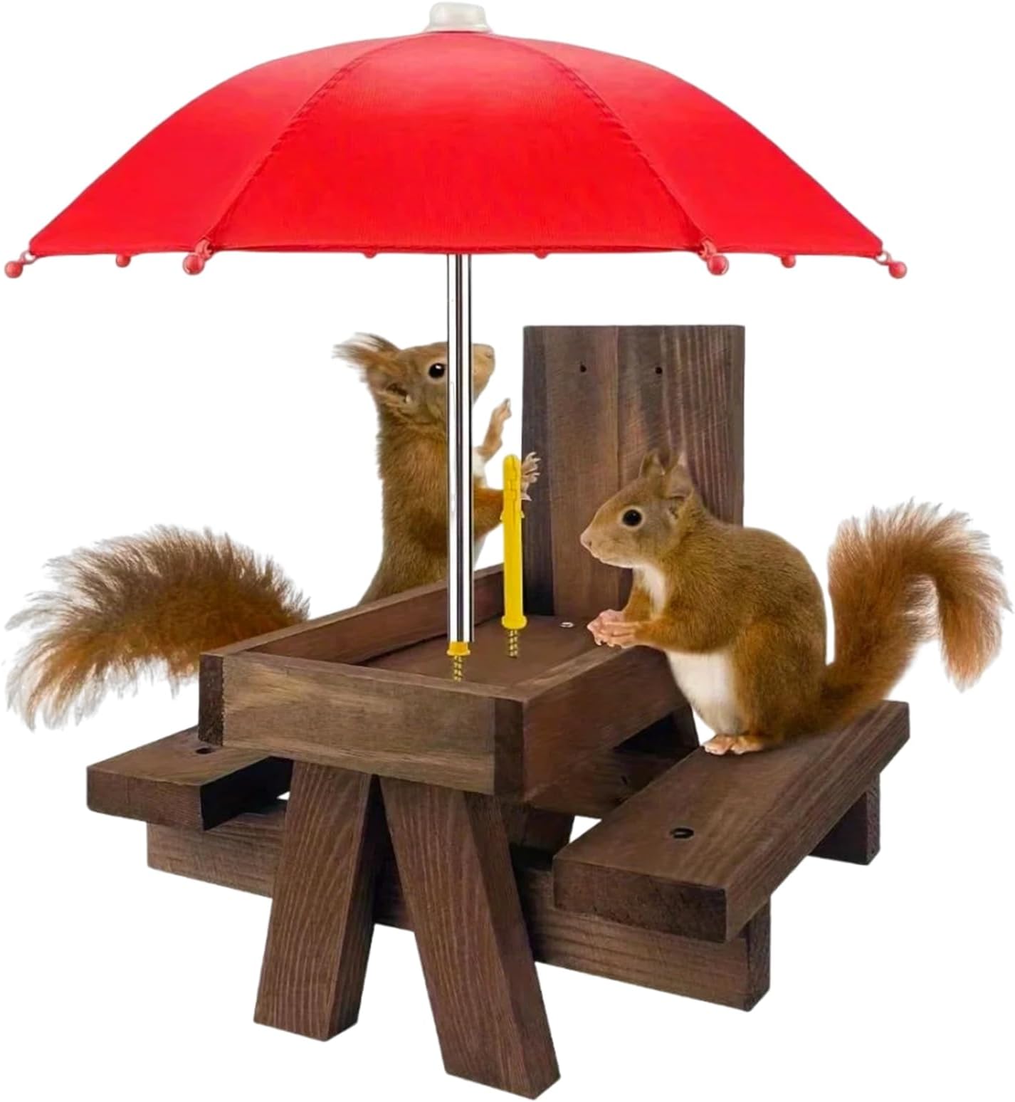 YOYIAG Wooden Squirrel Feeder Outdoor: Squirrel Picnic Table with ...
