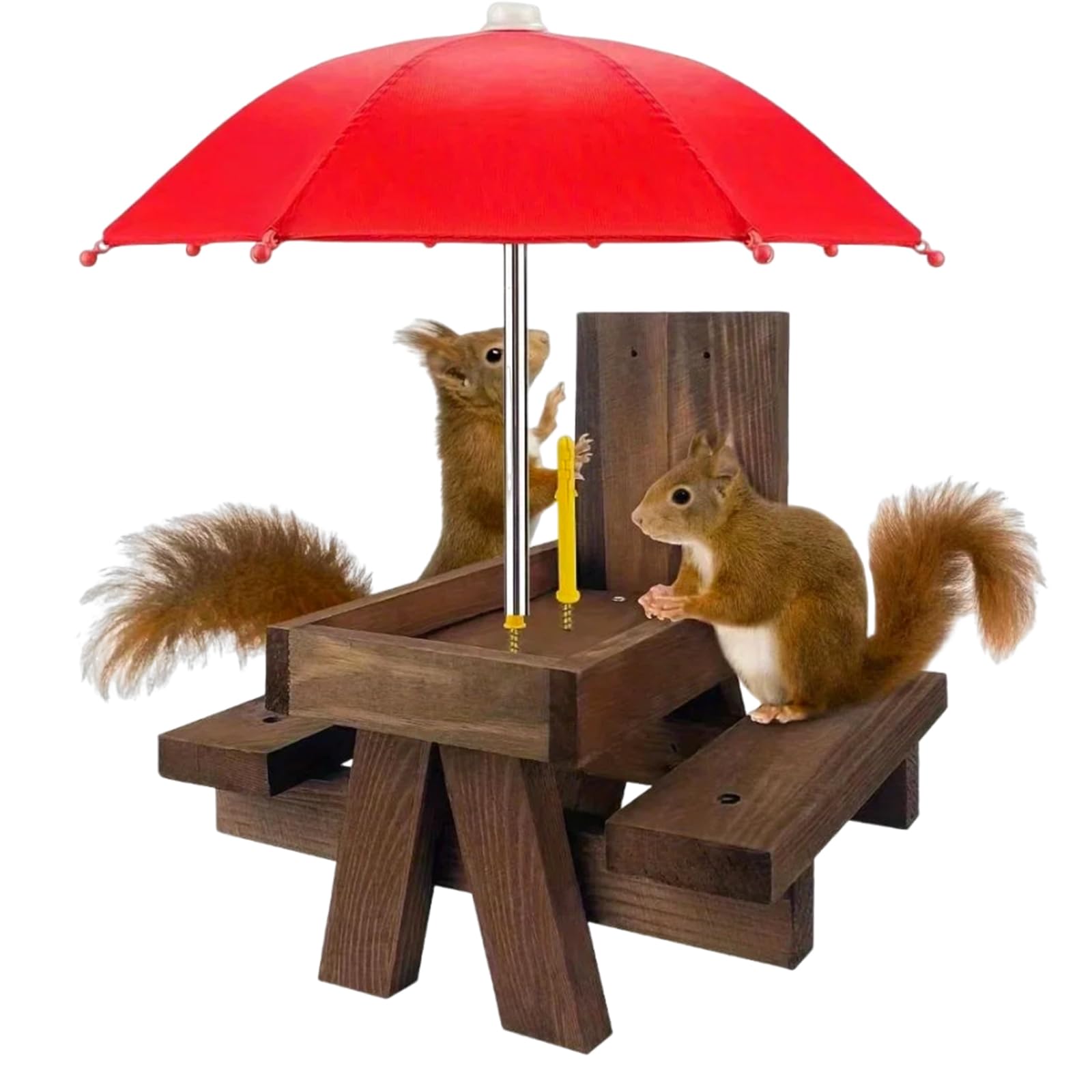 Squirrel Feeder Table with Umbrella,Wooden Squirrel Picnic Table Feeder ...