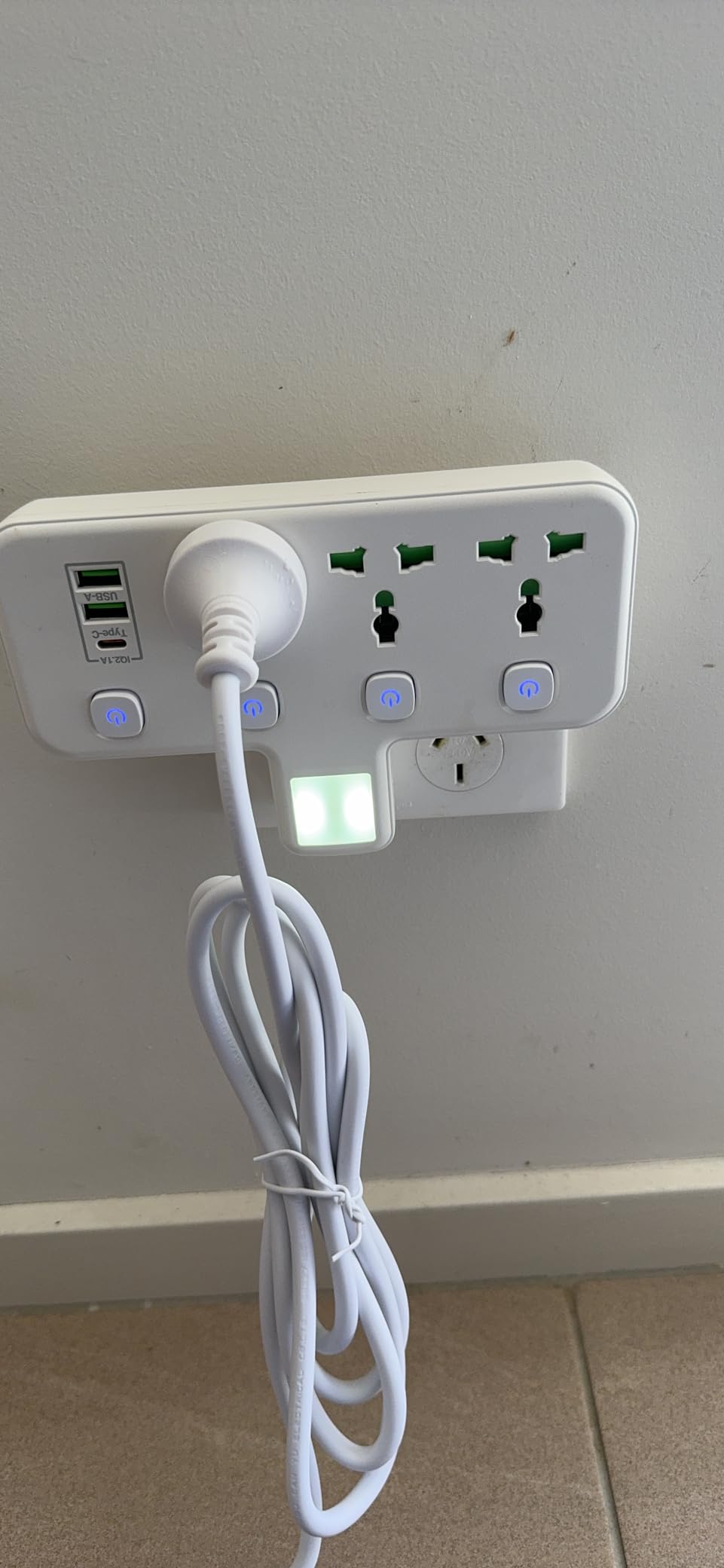 Plug Extension Socket, Double Socket with USB, Plug Adaptor with Night ...