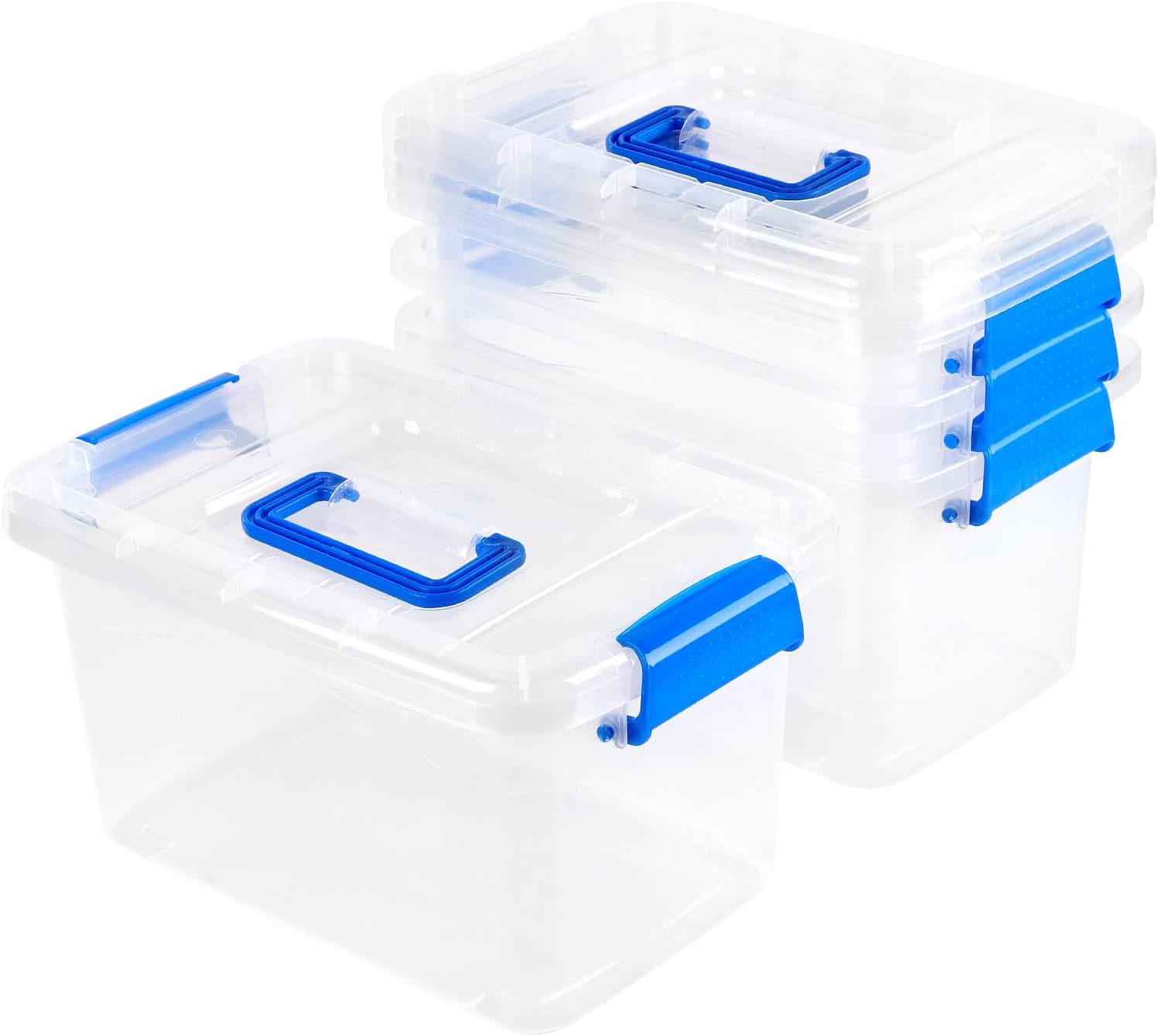 FUNSUEI Set of 4 Clear Plastic Storage Boxes with Lids, 4L Stackable ...