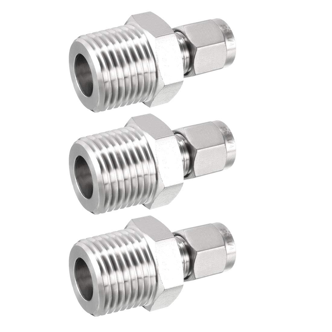 Amazon.com: uxcell Compression Tube Fitting, 1/2 NPT Male x Ф1/4" Tube ...