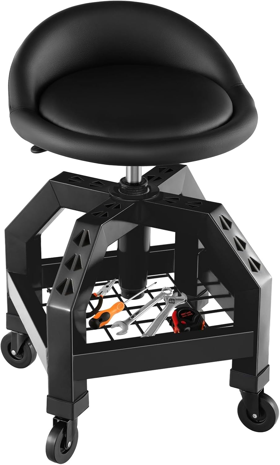 COSTWAY Rolling Mechanic Stool, Height Adjustable Pneumatic Roller ...