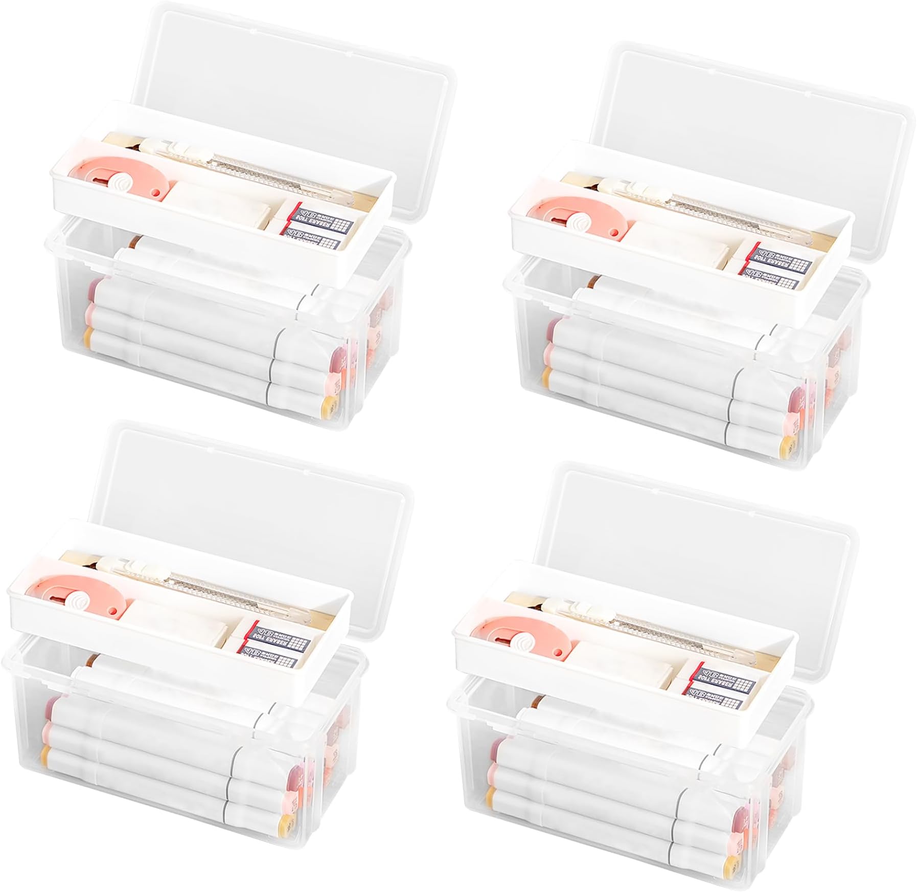 Amazon Basics Pencil Box, Pack of 4, Multi-Color, Solid : Amazon.co.uk ...
