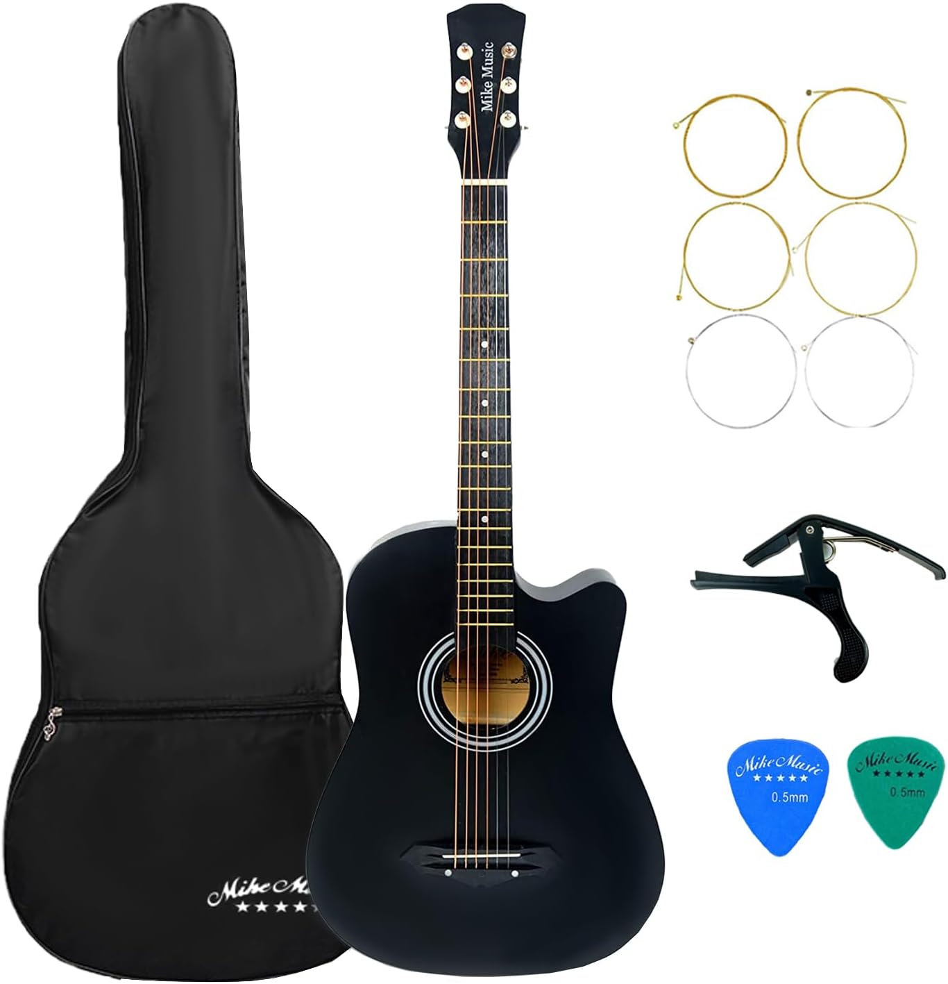 Megarya Acoustic Guitar Combo Pack Natural Guitar,Bag,Capo,Picks ...