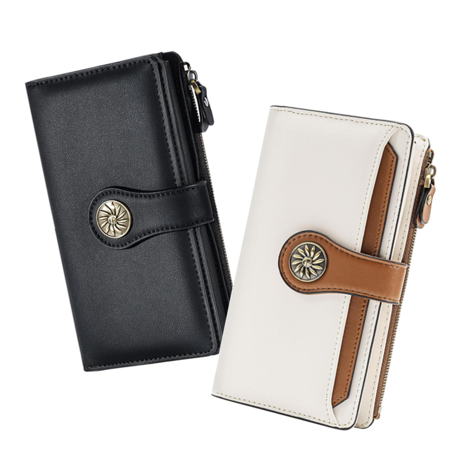 Amazon.com: Travelambo Wallets Women RFID Large Capacity Luxury Waxed ...