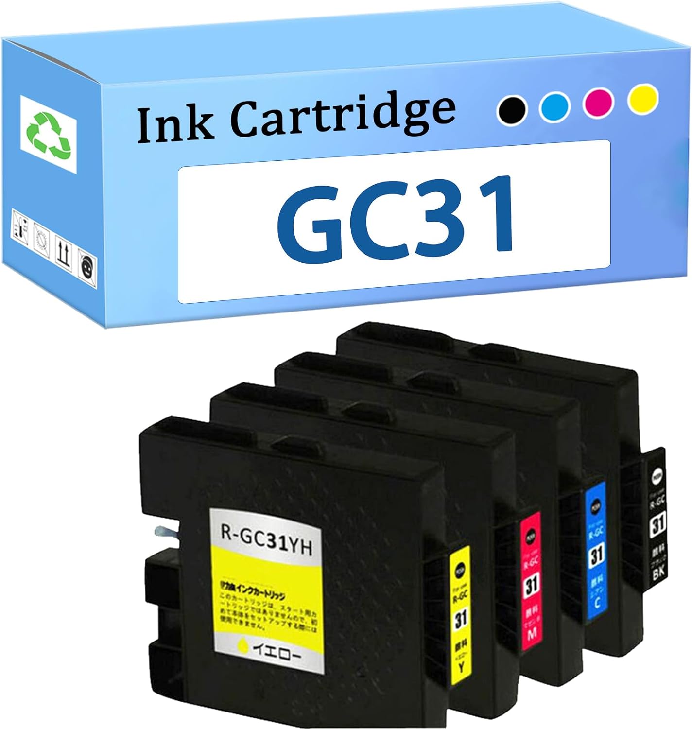 Amazon.com: AIRLUG GC-31 GC31 Ink Cartridges Replacement,Compatible for Ricoh GC 31 GC31K,Work ...