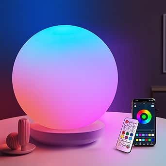 LOFTEK Smart Table Lamp, 12-inch Color Changing LED Ball Light with ...
