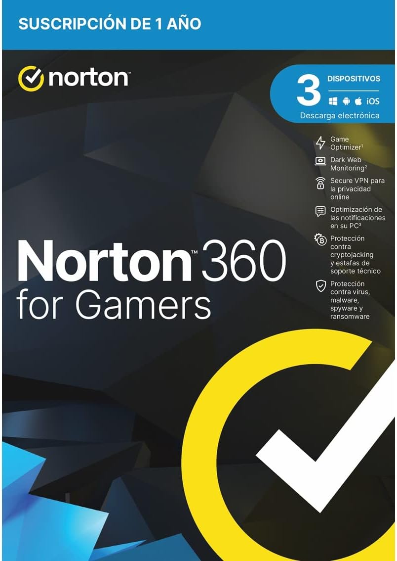 Amazon.com : NORTON 360 Gamers 50 GB ES 1 US 3 Dispositivo 1 A : Office Products