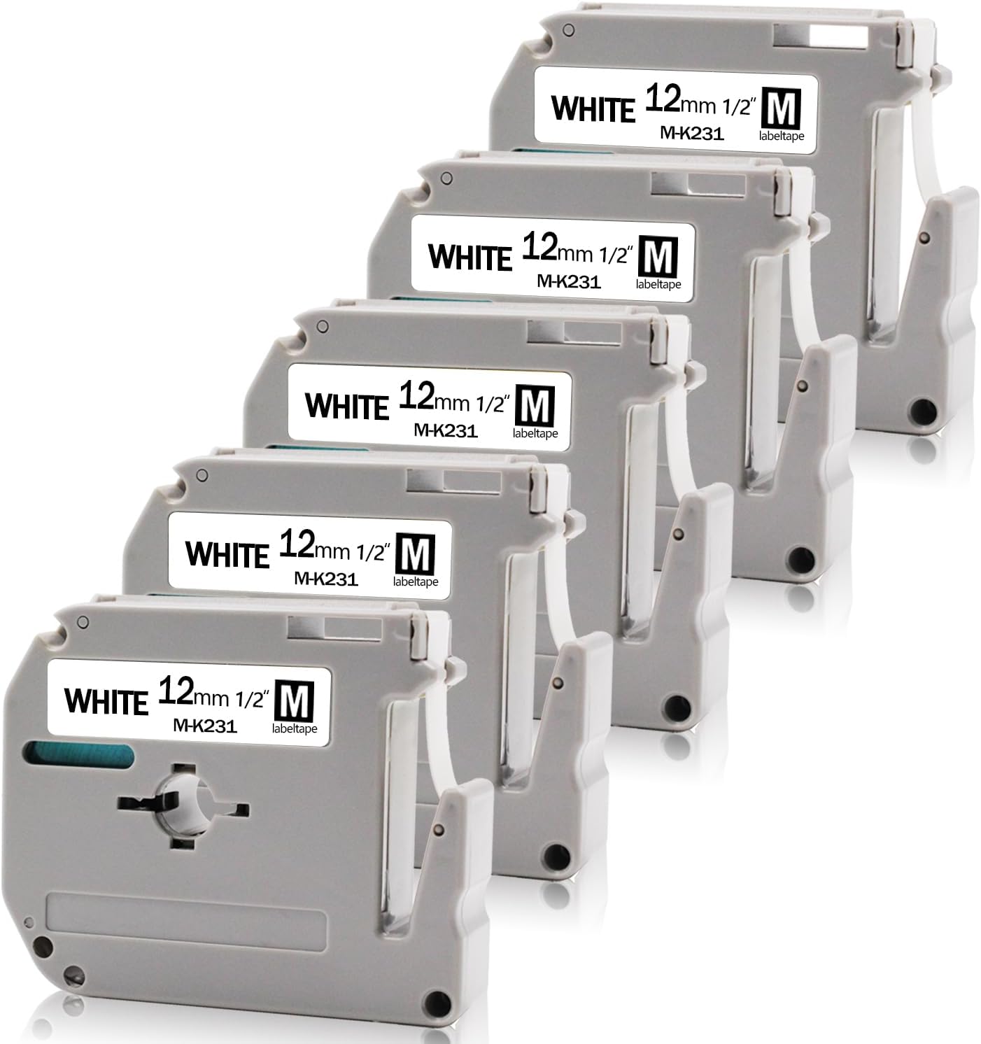 Amazon.com: 6-Pack M-K231 Label Tape 12mm 0.47 White Replacement for ...