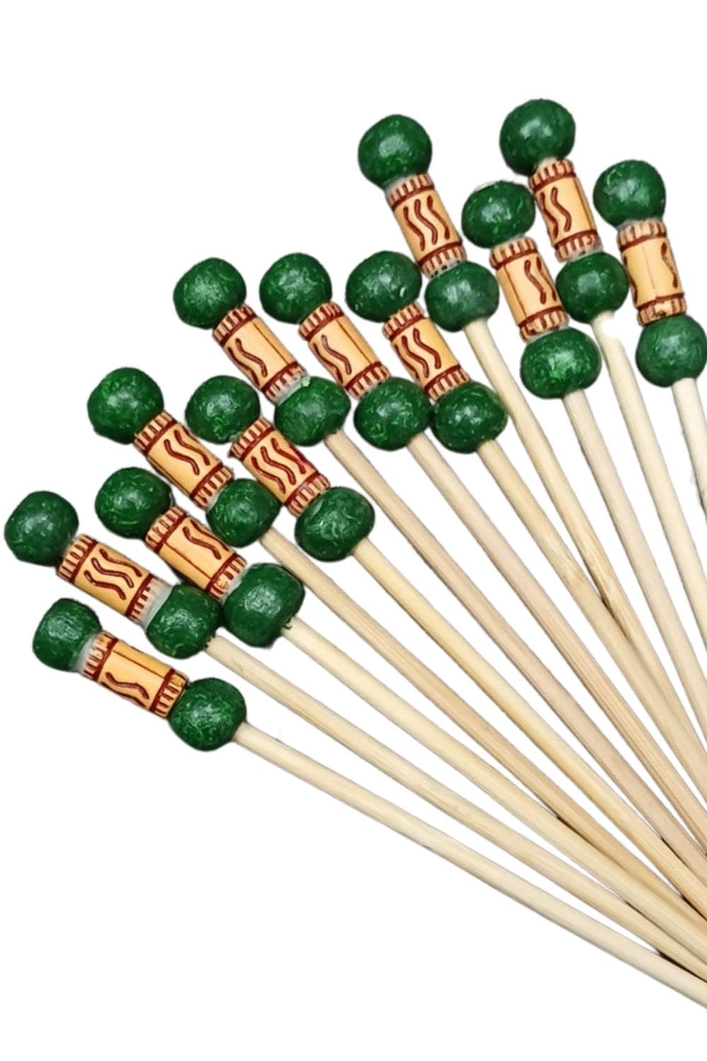 Wooden Long Cocktail Toothpick Fancy 12 CM Snacks Fruit Sticks Green ...